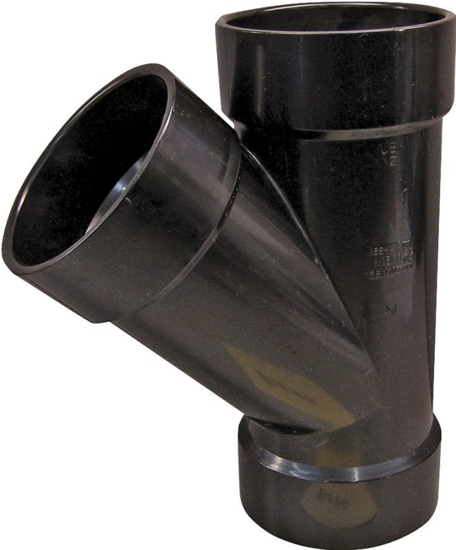 Canplas 102301LBC Pipe Wye, 1-1/2 in, Hub, ABS, Black, MORG1817980, 102301LBC, Mrosupreme.com