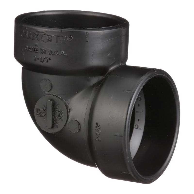 Charlotte Pipe 1-1/2 in. Hub X 1-1/2 in. D Hub ABS Elbow, MACE42275, ABS003310600, Mrosupreme.com