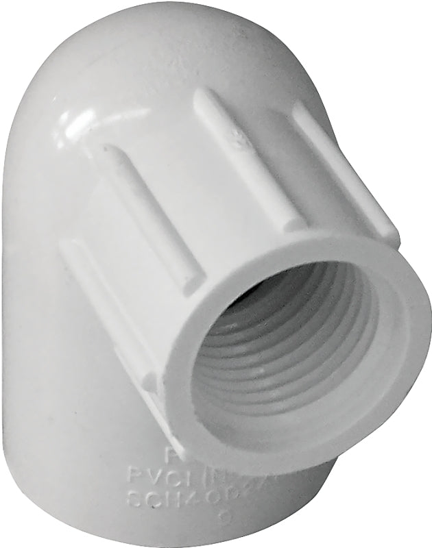 IPEX 435515 Reducing Pipe Elbow, 3/4 x 1/2 in, Socket x FPT, 90 deg Angle, PVC, White, SCH 40 ...