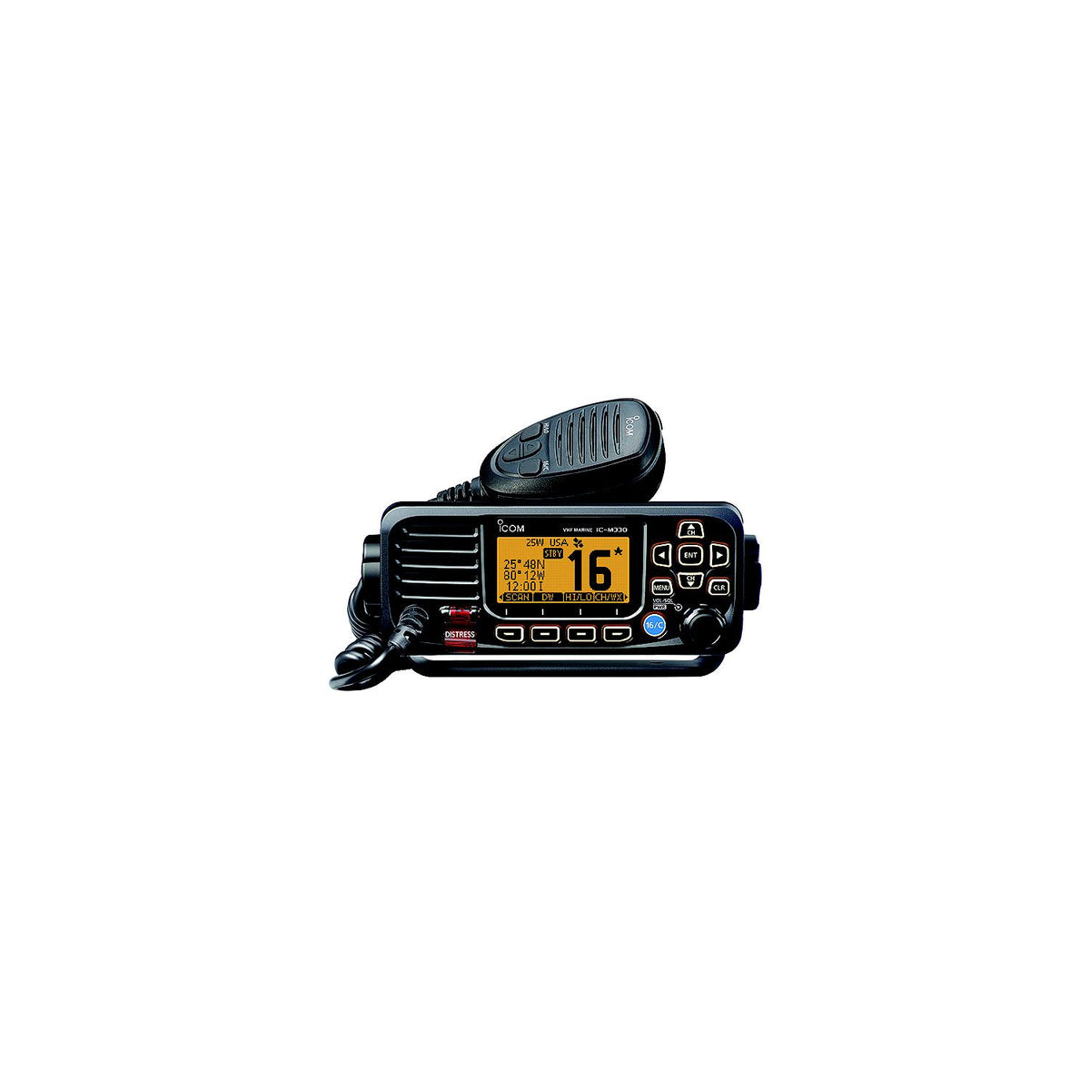 Icom M33051 M330 Ultra Compact VHF Marine Fixed Mount, Black, MLAN151 ...