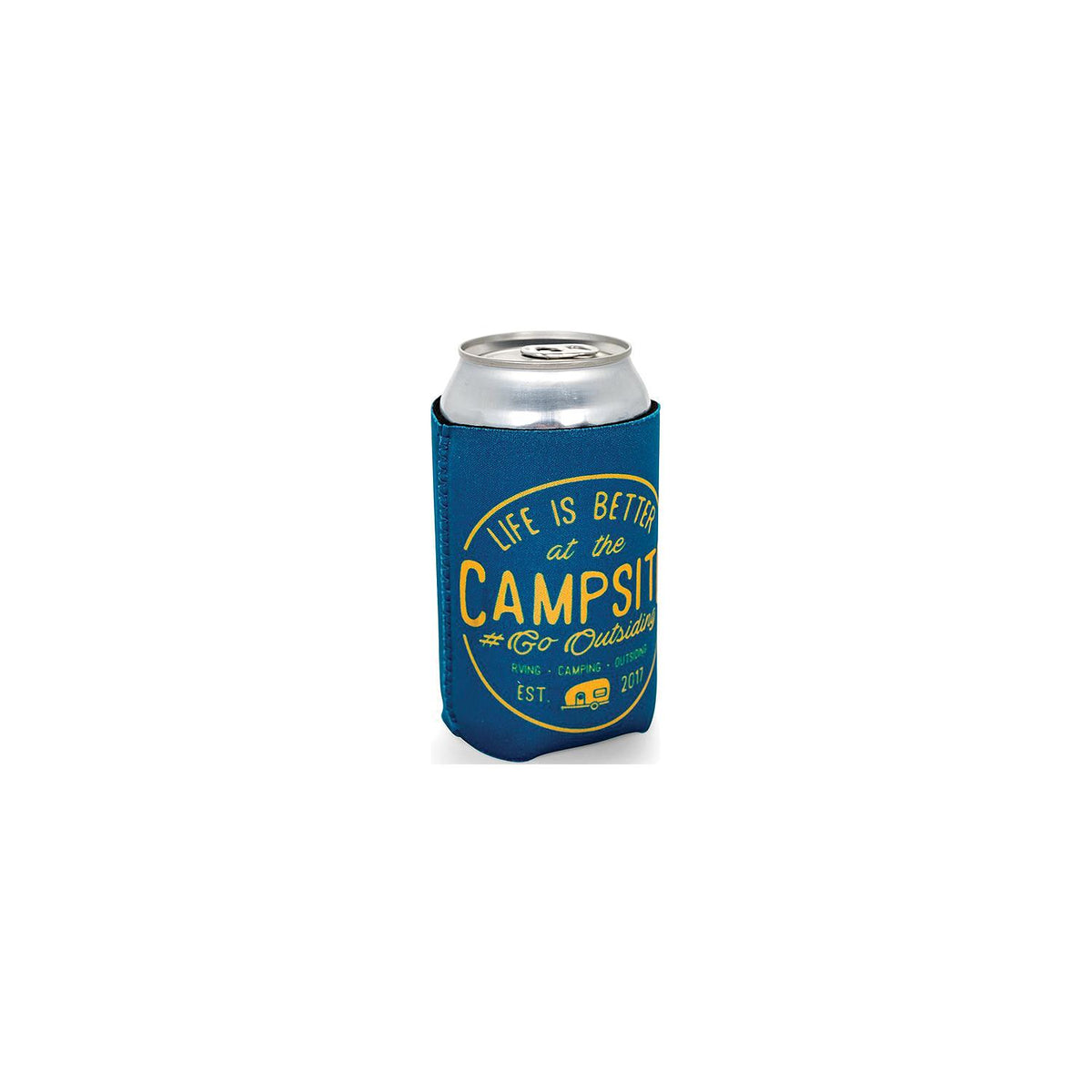 Camco 53247 Life Is Better At The Campsite Can Holder, Navy/Yellow ...