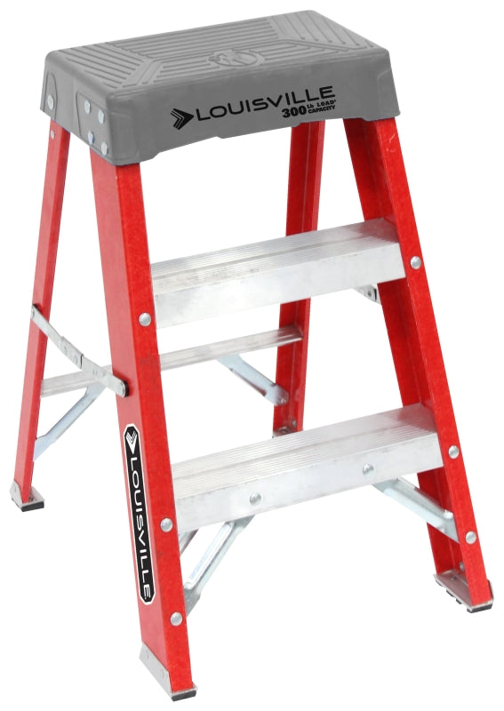 Louisville FS1500 Series FS1502 Step Stool, 2-Step, 300 lb, 3 in D Step ...