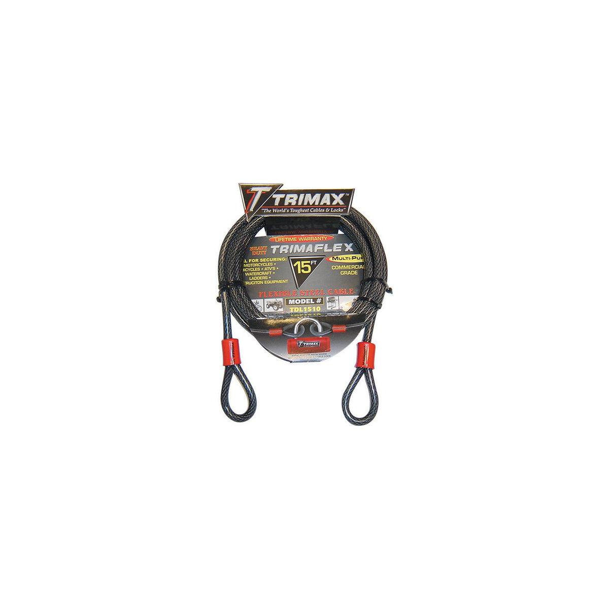 Trimax TDL1510 Dual Loop Quadra Braid Trimaflex Cable, 15' L x 10mm ...