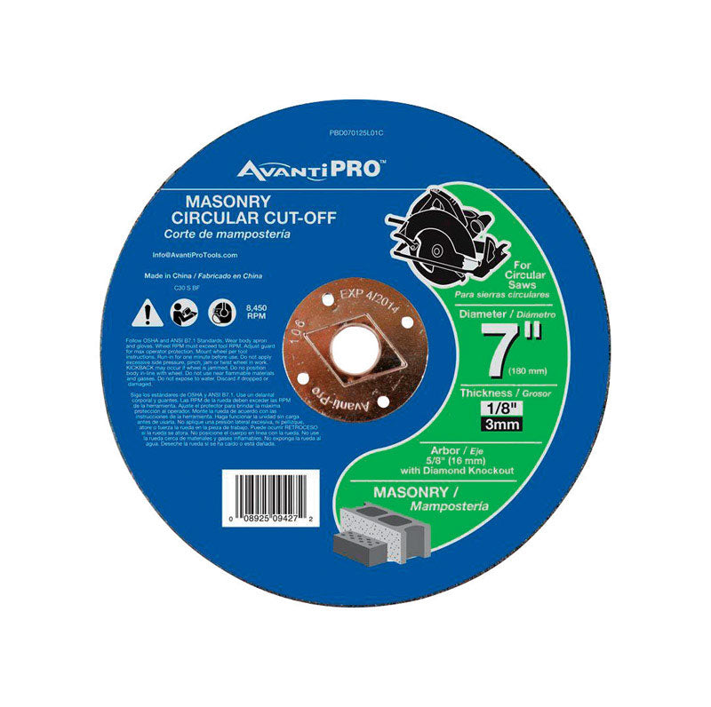 Avanti Pro 7 in. D X 5/8 in. Aluminum Oxide Masonry Cut-Off Disc ...