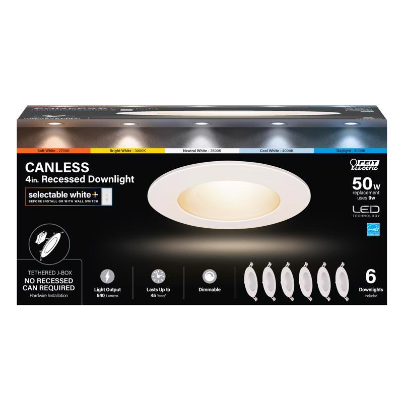 Feit LED Retrofits White 5 in. W LED Canless Recessed Downlight 9 W ...