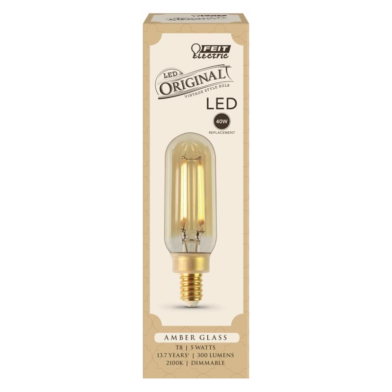 Feit T8 E12 (Candelabra) LED Bulb Amber 40 Watt Equivalence 1 pk ...