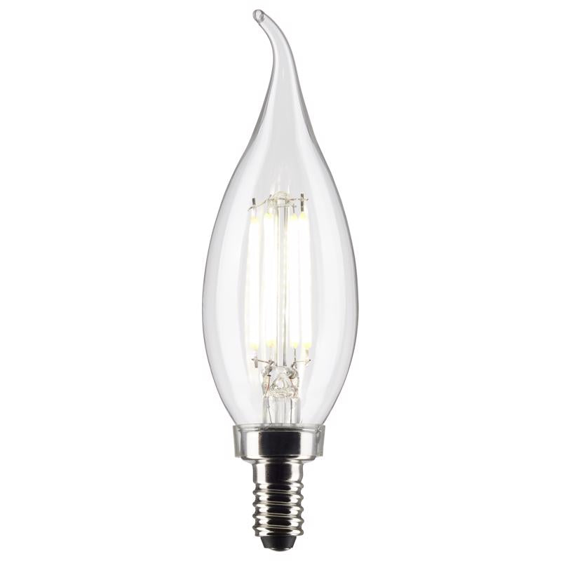 Satco CA10 (Flame Tip) E12 (Candelabra) Filament LED Bulb Soft White 4 ...