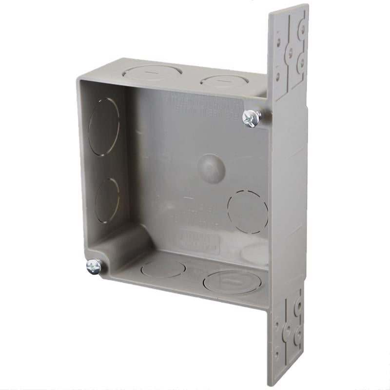 Cantex EZ Box New Work 20 cu in Square PVC Outlet Box Gray, MACE3012621 ...