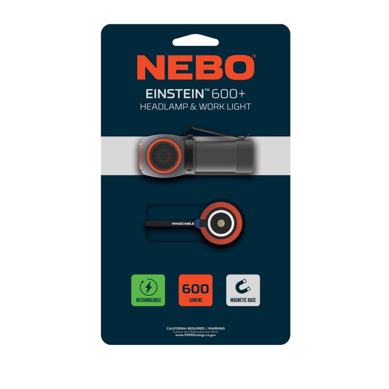 NEBO Einstein 600 lm Black/Gray LED Head Lamp, MACE3016159, NEB-HLP ...