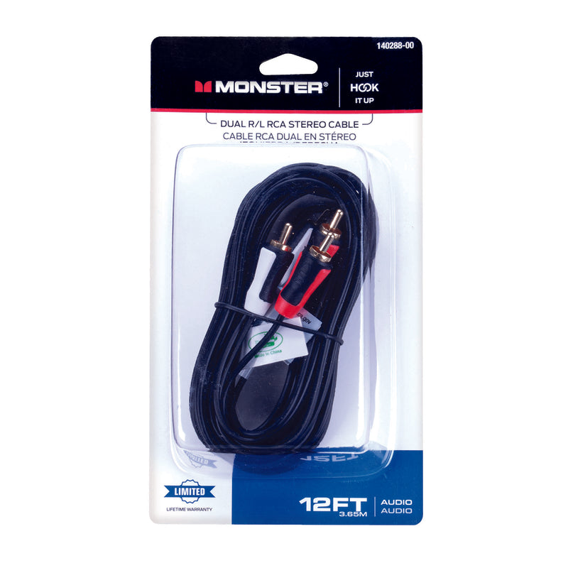 Monster Just Hook It Up 12 ft. L Dual R/L RCA Stereo Cable RCA ...