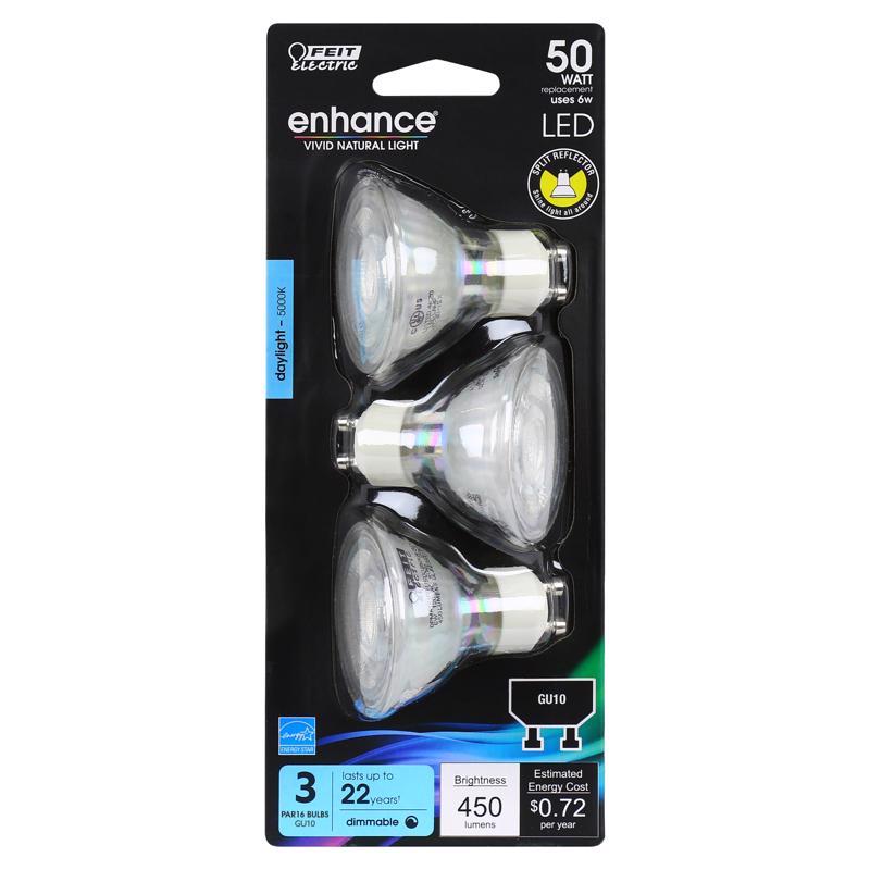 Feit Enhance MR16 GU10 LED Bulb Daylight 50 Watt Equivalence 3 pk ...