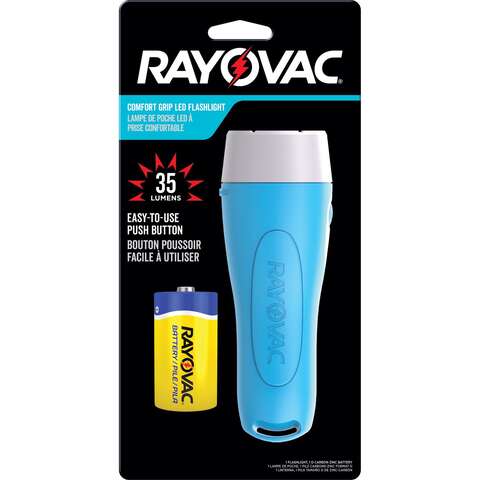 Rayovac Comfort Grip 35 lm Blue LED Flashlight D Battery, MACE3011641 ...