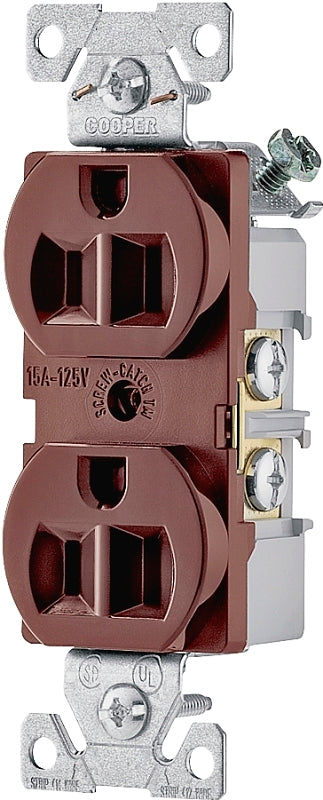 Eaton Wiring Devices 827B-BOX Duplex Receptacle, Nylon, Brown, 2-Pole ...
