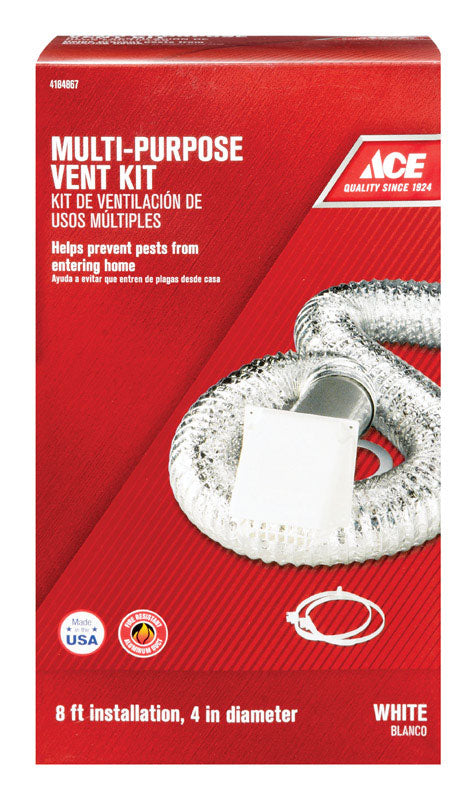 Ace 96 in. L X 4 in. D Silver/White Aluminum Dryer Vent Kit ...