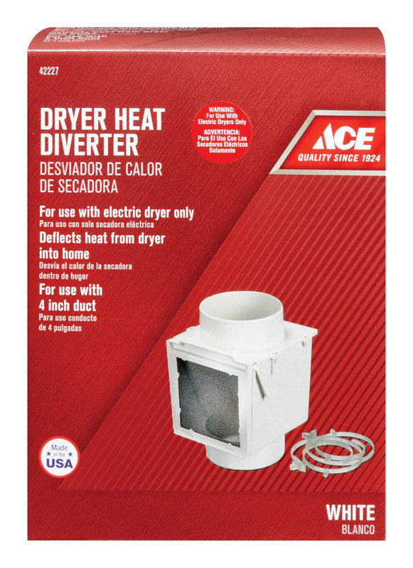 Ace 4 in. L X 4 in. D White Plastic Heat Diverter, MACE42227, ACEEX12 ...