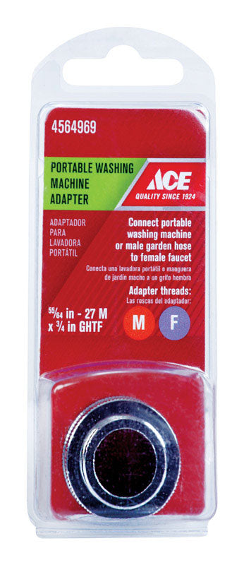 Ace 55/64 to 3/4 in. Brass Threaded Male/Female Washing Machine Adapter ...