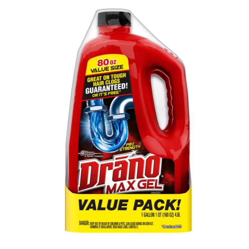 Drano Professional Strength Gel Drain Clog Remover 160 oz, Pack of 2 ...
