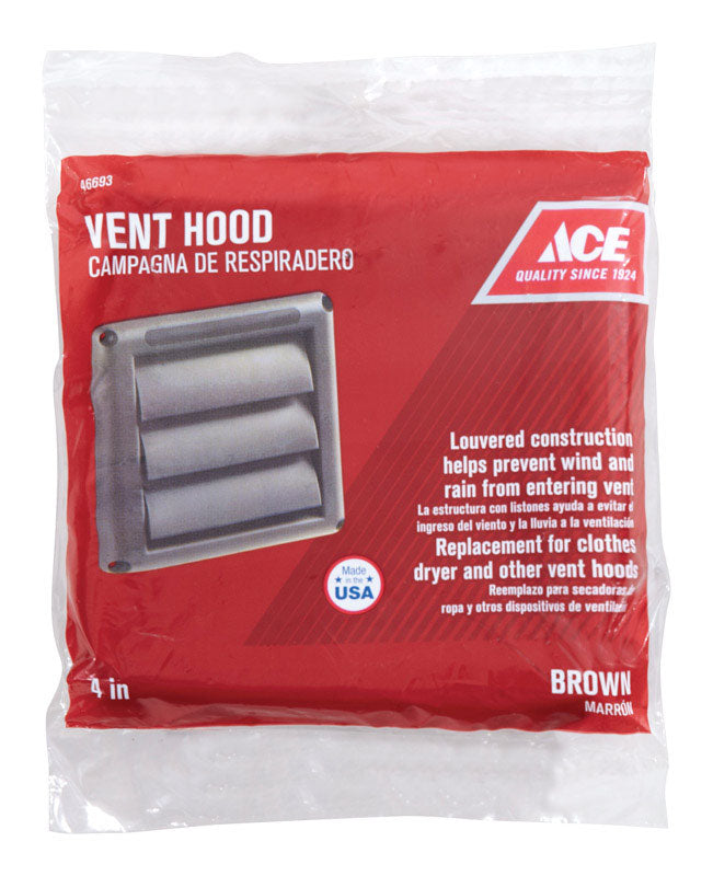 Ace 4 in. W X 4 in. L Brown Plastic Replacement Vent Hood, Pack of 6 ...