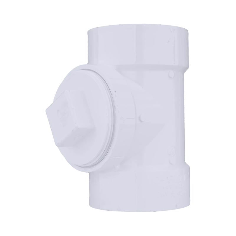 Charlotte Pipe 4 in. Hub X 4 in. D Hub PVC Cleanout Tee 1 pk ...