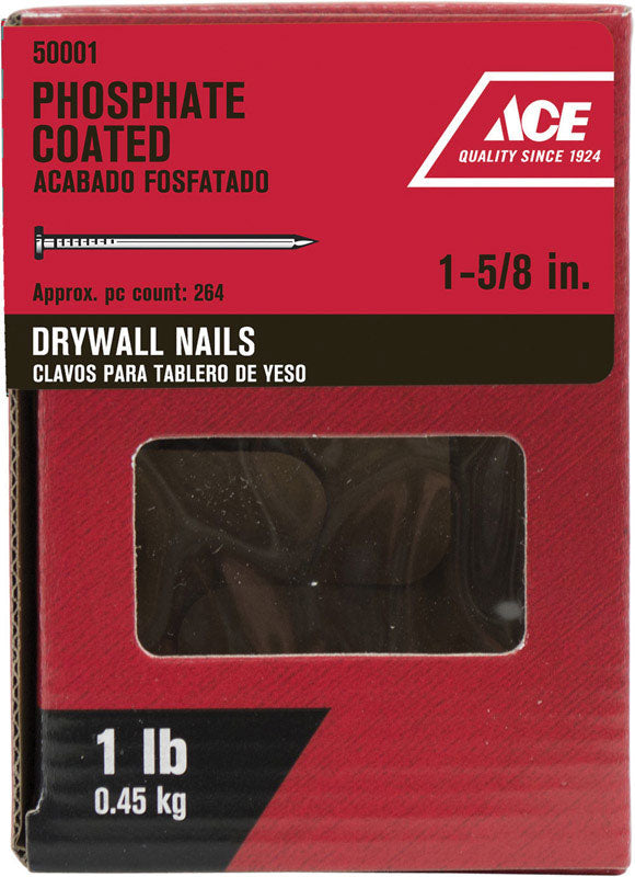 Ace 1-5/8 in. Drywall Phosphate-Coated Steel Nail Cupped Head 1 lb ...