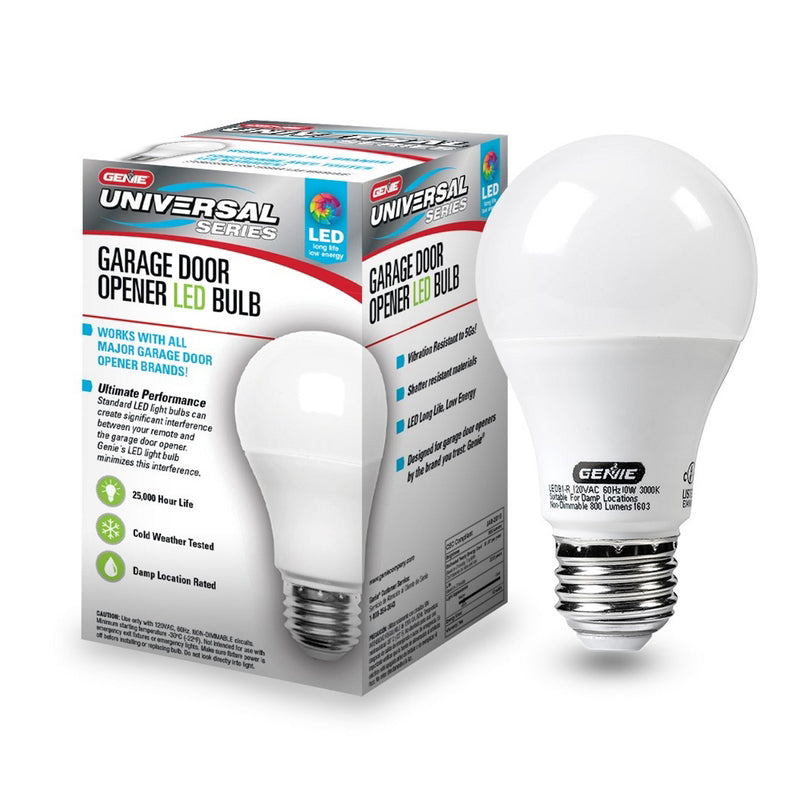 Genie Title 20 Approved A19 E26 (Medium) LED Garage Bulb Warm White 60 ...