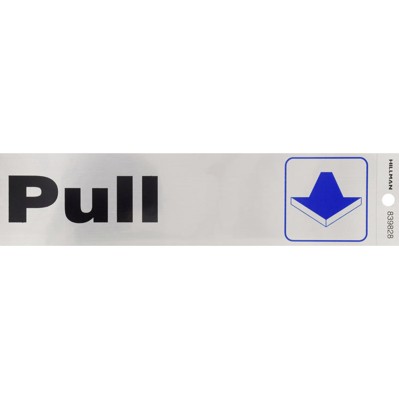 HILLMAN English Silver Push/Pull Decal 2 in. H X 8 in. W, Pack of 6 ...