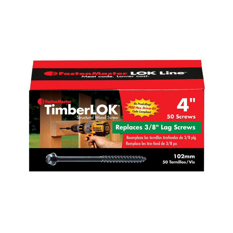 FastenMaster TimberLOK No. 10 X 4 in. L Hex Epoxy Coarse Wood Screws 50 ...