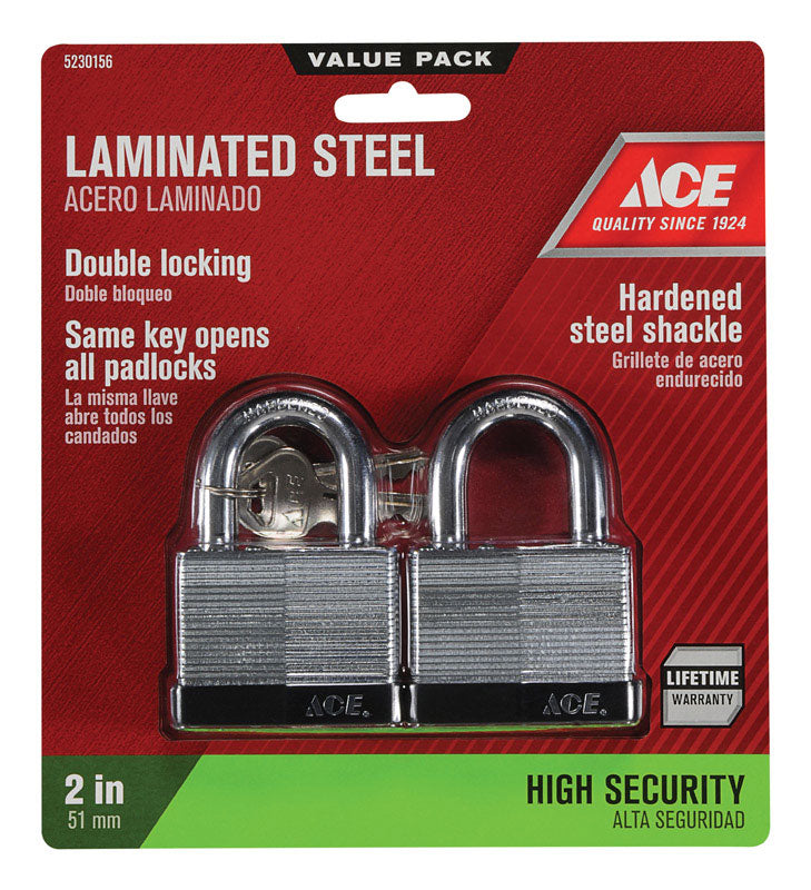 Ace 1-1/2 in. H X 2 in. W X 1-1/16 in. L Laminated Steel Double Locking ...