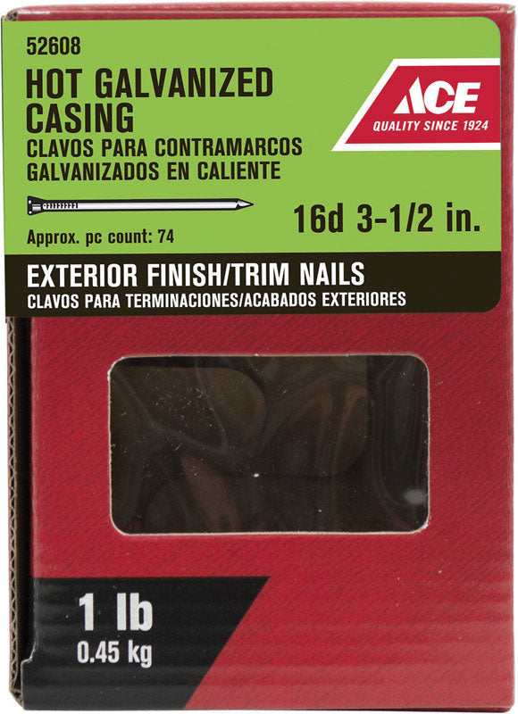 Ace 16D 3-1/2 in. Casing Hot-Dipped Galvanized Steel Nail Brad Head 1 ...