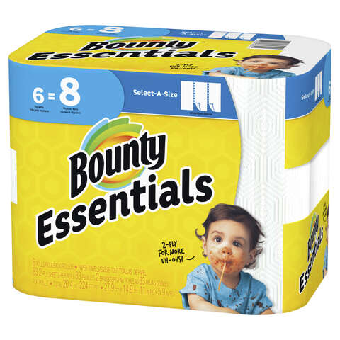 Bounty Essentials Select-A-Size Paper Towels 83 sheet 2 ply 6 pk ...