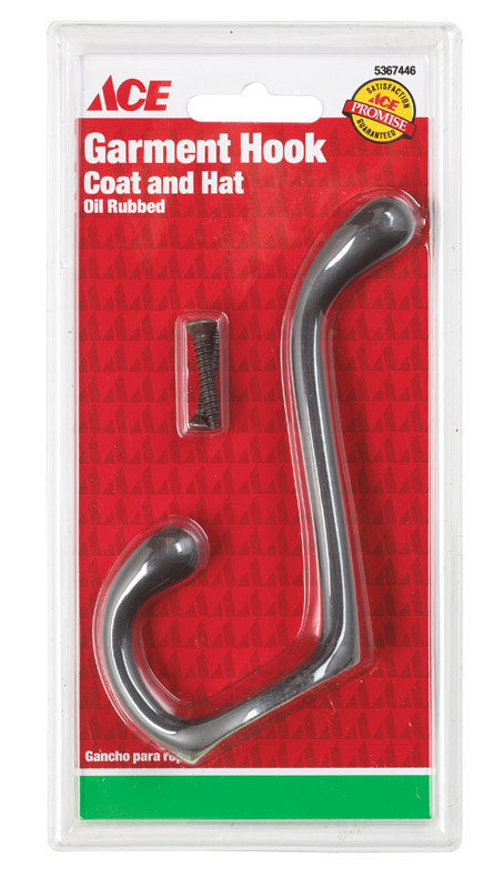 Ace 3-1/2 in. L Oil Rubbed Bronze Brown Metal Medium Garment Hook 1 pk ...