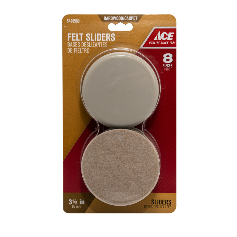 Ace Beige 3-1/2 in. Push-On Plastic Sliders 8 pk, MACE5426580, A0059 ...