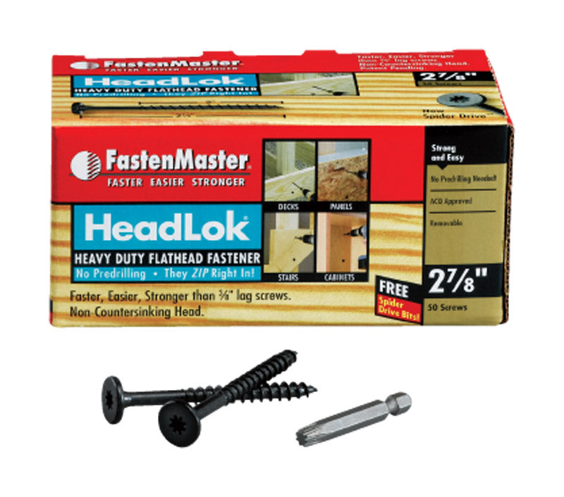 FastenMaster HeadLok 2-7/8 in. L Black Spider Flat Head Deck Screws 50 ...
