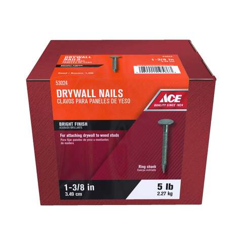 Ace 1-3/8 in. Drywall Bright Steel Nail Flat Head 5 lb – Mrosupreme.com