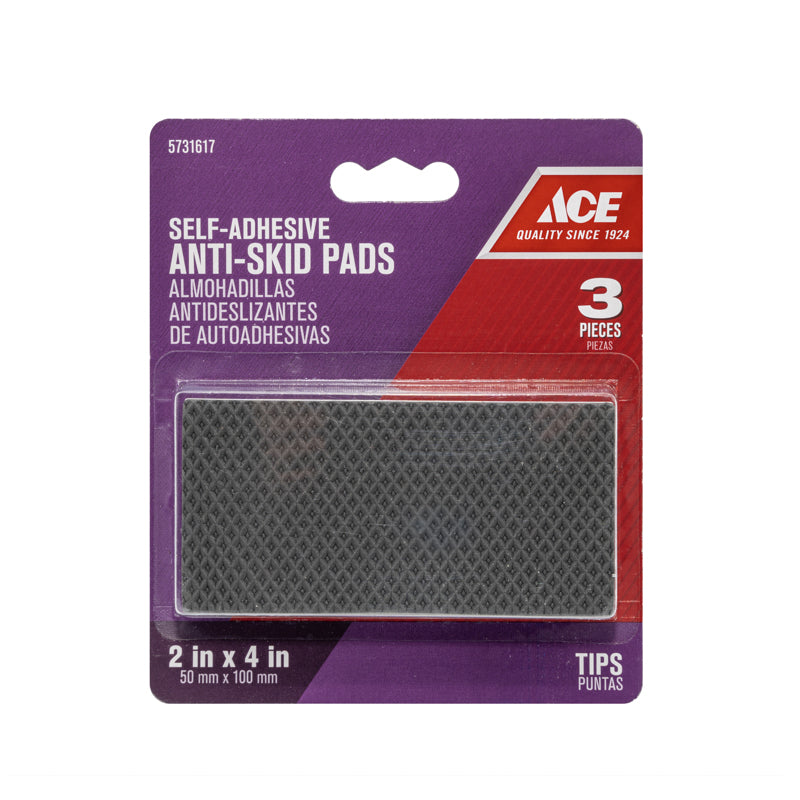 Ace Rubber Self Adhesive Non-Skid Pad Black Rectangle 2 in. W X 4 in. L ...