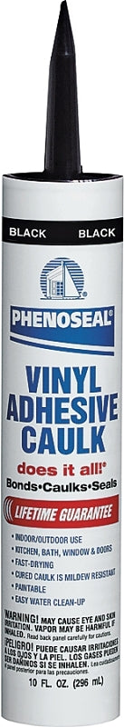 DAP PHENOSEAL 06102 Vinyl Adhesive Caulk, Black, 48 hr Curing, -20 to ...