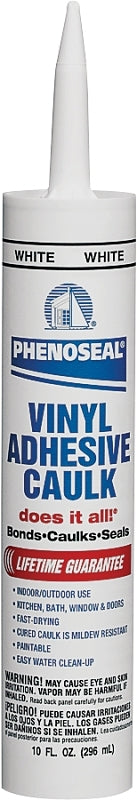DAP PHENOSEAL 00005 Vinyl Adhesive Caulk, White, 48 hr Curing, -20 to ...