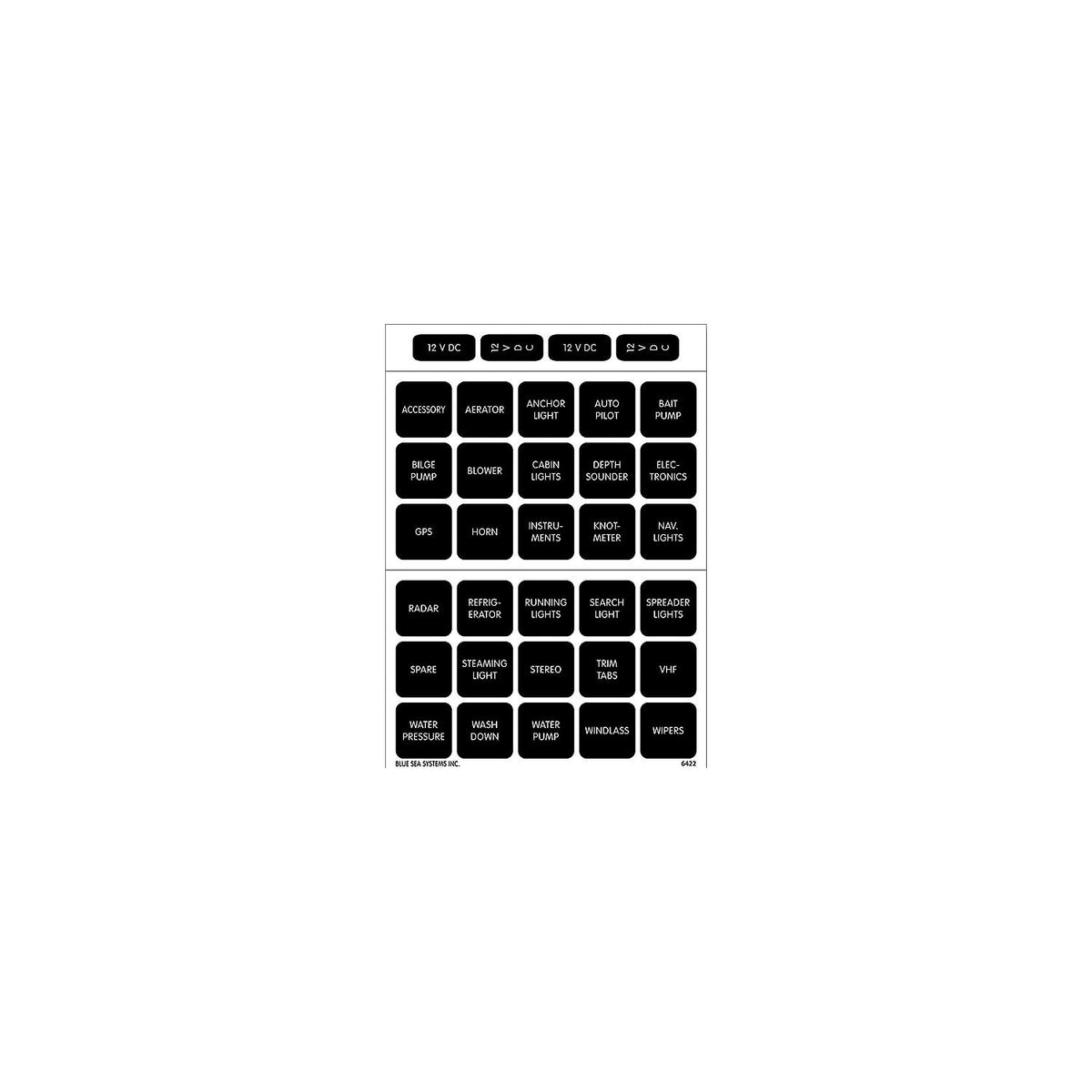 Blue Sea 4215 Waterproof Square Format Label Kit, 60 Label DC Set ...