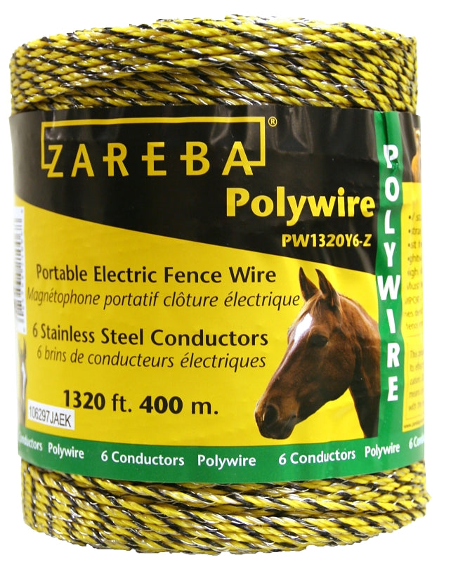 Zareba PW1320Y6-Z Polywire, Stainless Steel Conductor, Yellow, 1320 ft ...