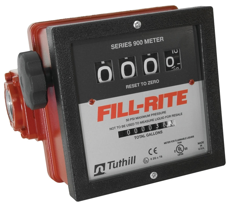 Fill-Rite 901C/901 Flow Meter, 1 in Connection, NPT, 6 to 40 gpm, 50 ...
