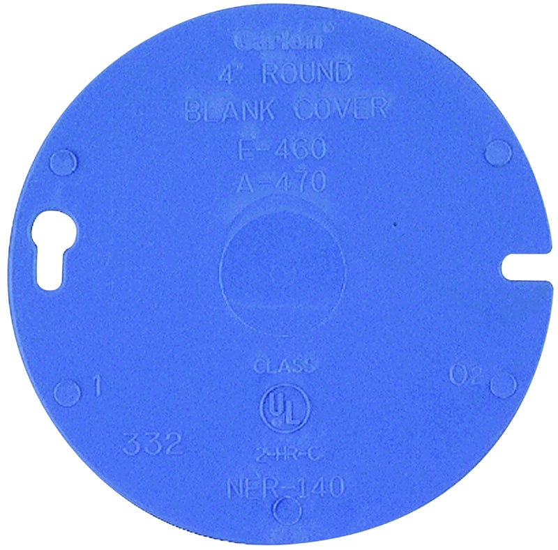 Carlon E460R-CAR Outlet Box Cover, 4 in Dia, Round, Plastic, Blue ...