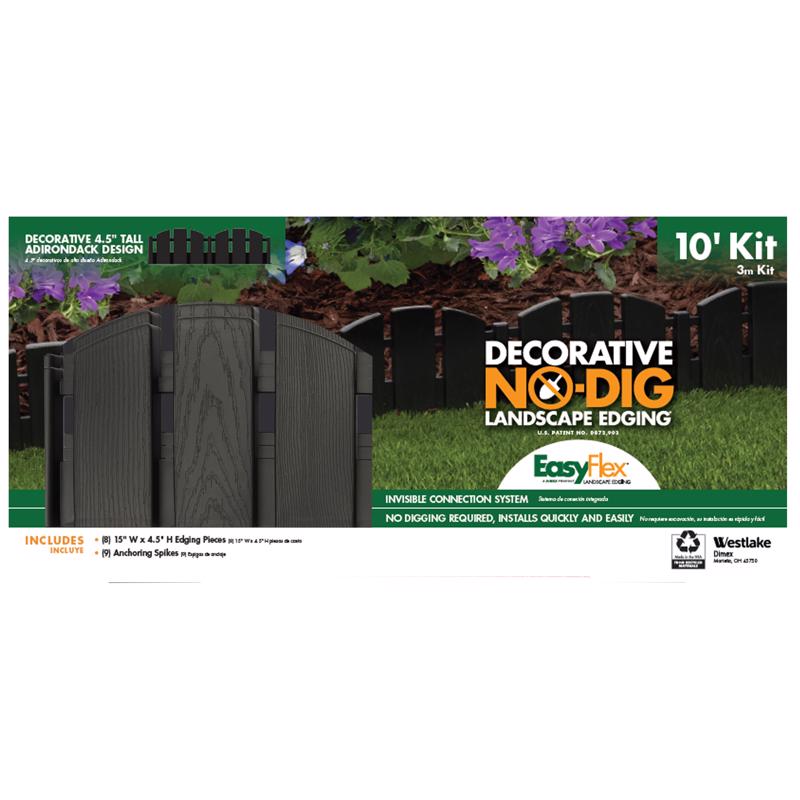 EasyFlex 10 ft. L X 4.5 in. H Plastic Black Landscape Edging Kit ...