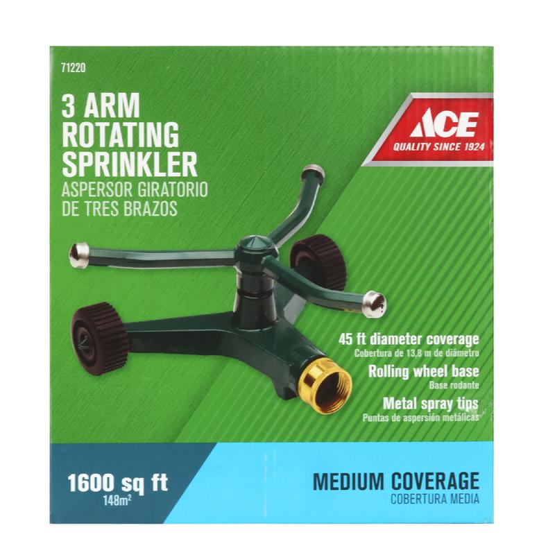 Ace Metal Wheeled Base Rotating Sprinkler 1600 sq ft 1 pk, MACE71220 ...