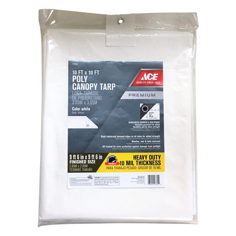 Ace 10 ft. W X 10 ft. L Heavy Duty Polyethylene Canopy Tarp White ...