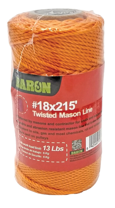 Baron 10812 Twisted Mason Line, #18 Dia, 215 ft L, 13 lb Working Load ...
