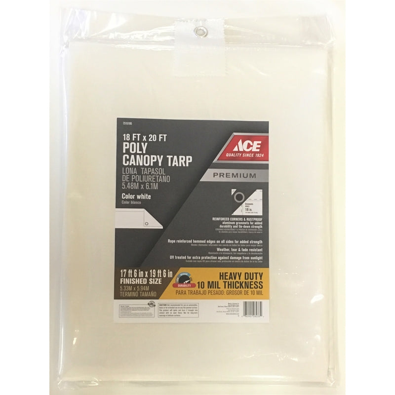 Ace 18 ft. W X 20 ft. L Heavy Duty Polyethylene Canopy Tarp White ...