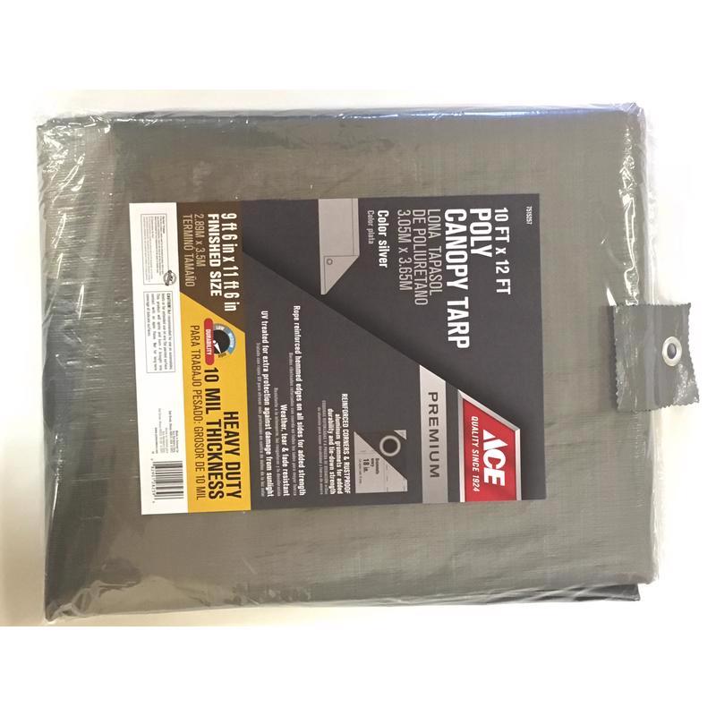 Ace 10 ft. W X 12 ft. L Heavy Duty Polyethylene Canopy Tarp Silver ...
