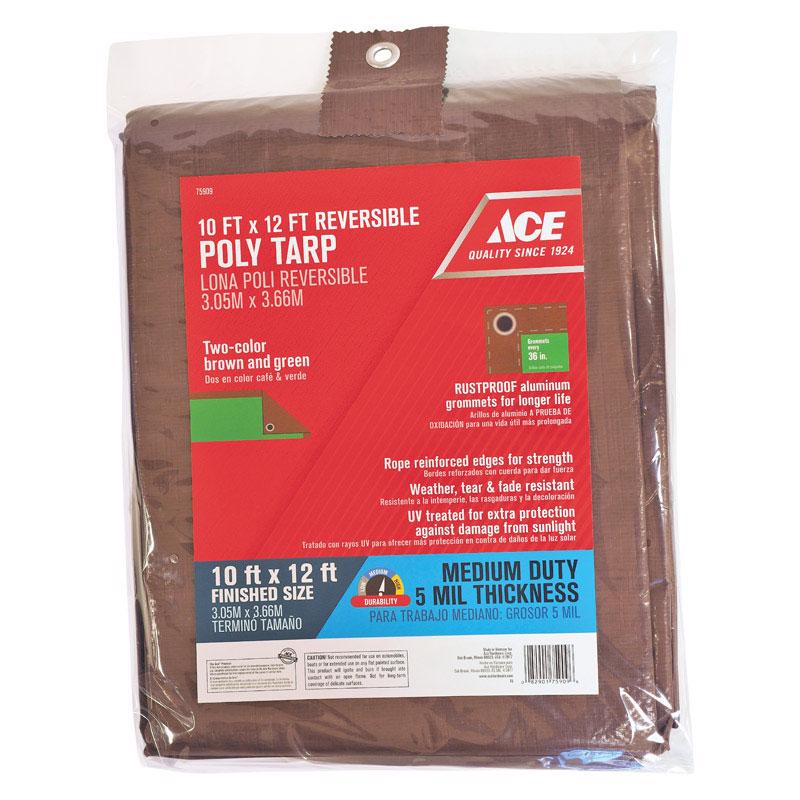 Ace 10 ft. W X 12 ft. L Medium Duty Polyethylene Tarp Brown/Green ...