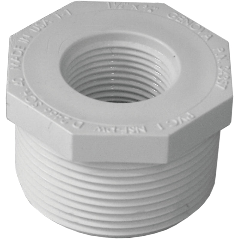 IPEX 435707 Reducing Bushing, 1-1/2 x 3/4 in, MPT x FPT, White, SCH 40 ...