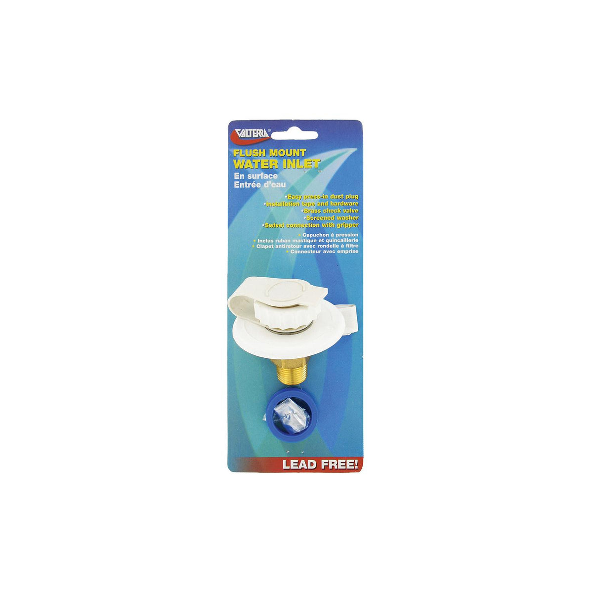 Valterra Flush Mount MPT Plastic Flange Brass Check Valve RV Water Inl ...